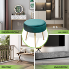 Green Modern Make Up Stool Nail Backless Accent Velvet Upholstered ...