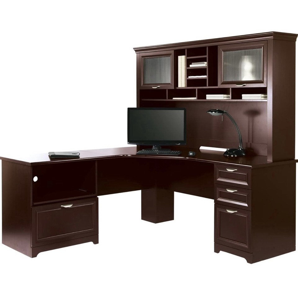 ® Magellan Performance 71"W L-Shaped Corner Desk, Cherry | eBay