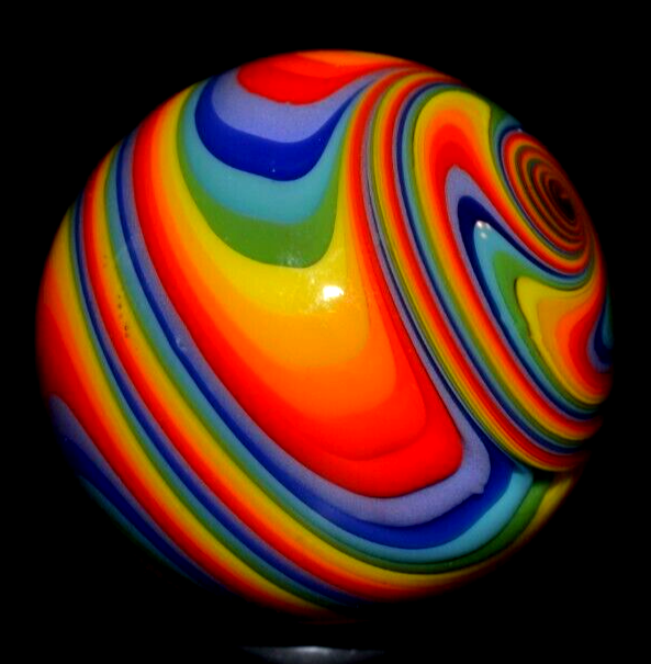 JAY SLACK GLASS MARBLE/1.443"-LOBED RAINBOW ARRAY-LILAC,LAVENDER,MINT ...