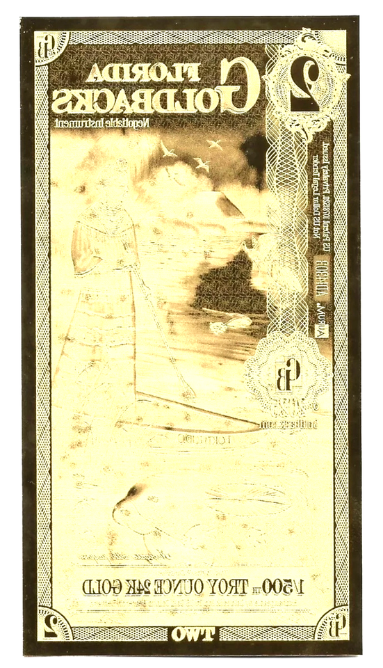 LOT 3 X FLORIDA GOLDBACK AURUM 24K GOLD NOTES 1/2, 1, & 2 DENOMINATIONS ...