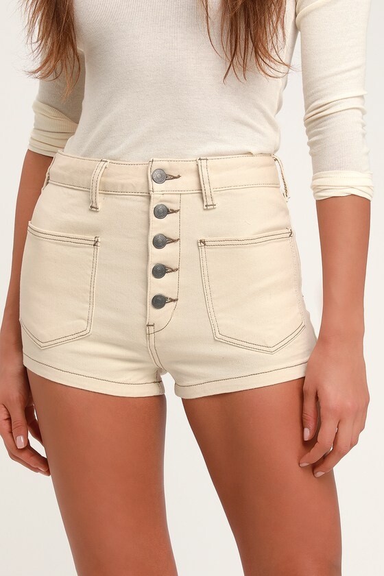 Free people Bridgette cream button-fly shorts, size 27 - Gem