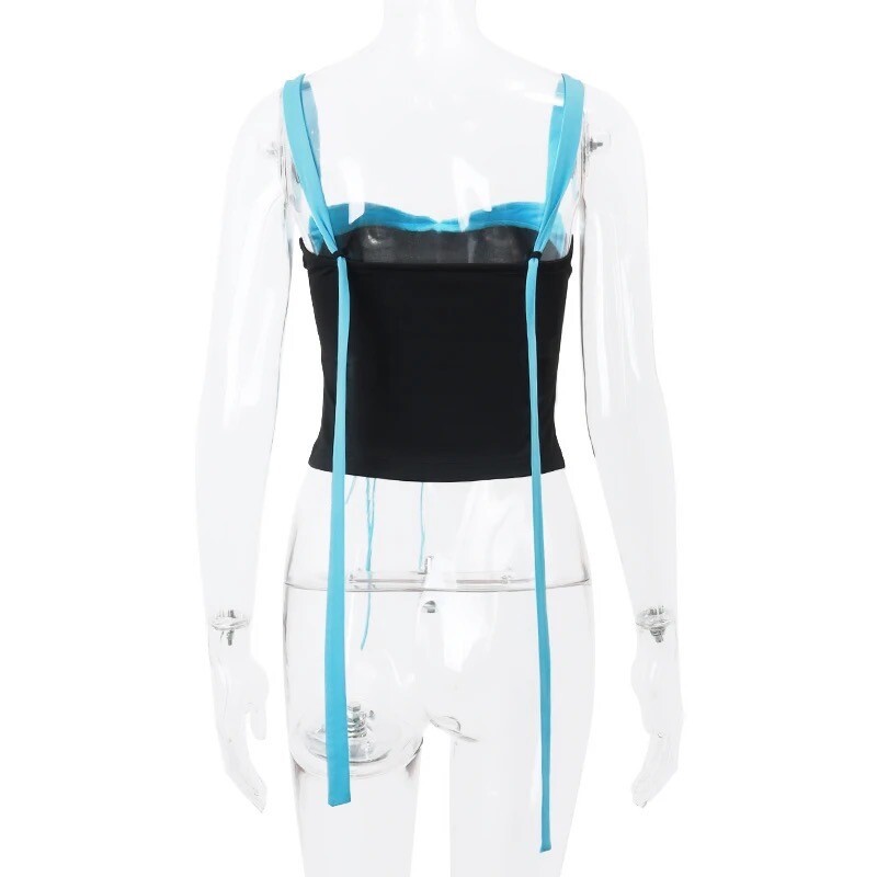 ROSE APPLIQUE Y2K CAMI SPAGHETTI STRING TOP BALLET CORE RIBBON SATIN ...