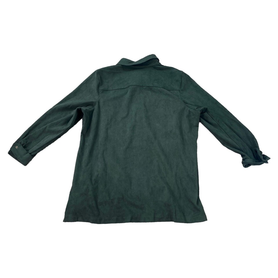 D & Co Womans Shirt Jacket Size 1X Faux Suede Green Button Down Chest ...