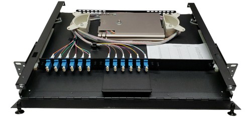24 Fiber 1RU Rack Mount w/ 12 LC/UPC Duplex Adapters, Singlemode ...