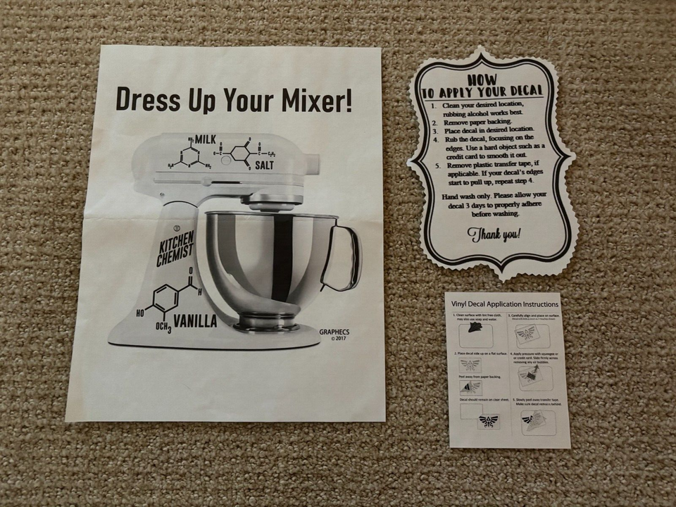 KITCHEN CHEMIST ! DRESS UP YOUR MIXER! VINYL DECAL STICKERS for KITCHEN ...