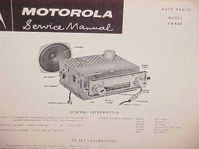 1958 1959 1960 1961 1962 VOLKSWAGEN KARMANN GHIA MOTOROLA RADIO SERVICE ...