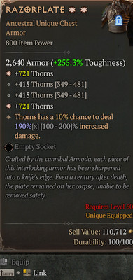 Diablo 4 S11 Season 11 Razorplate 2GA special affix high roll 190% | eBay
