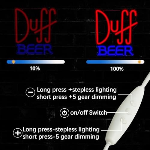 Duff Beer Neon Signs Homer Simpsons Sign Dimmable Cartoon Wall Decor ...