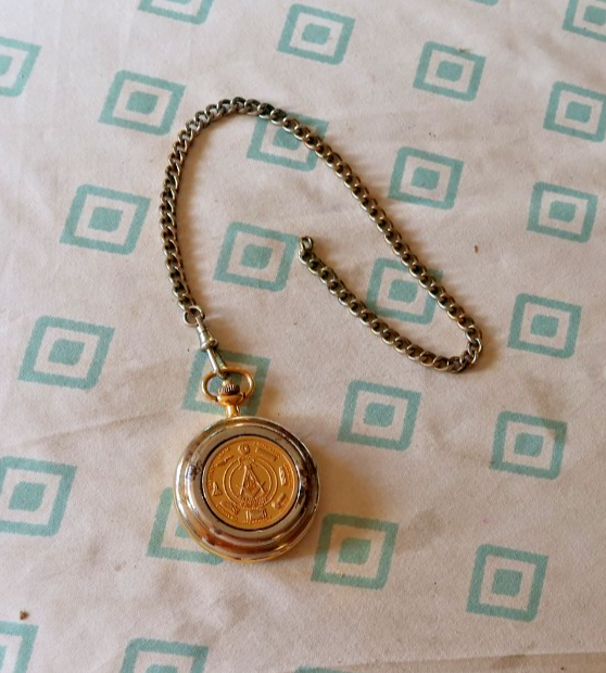 RARE Vintage Free Mason Masonic Pocket Watch Compass Square Citation ...