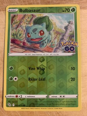 Bulbasaur - Pokemon Go Reverse Holo - 001/078 - NM/M - Pokemon Card | eBay