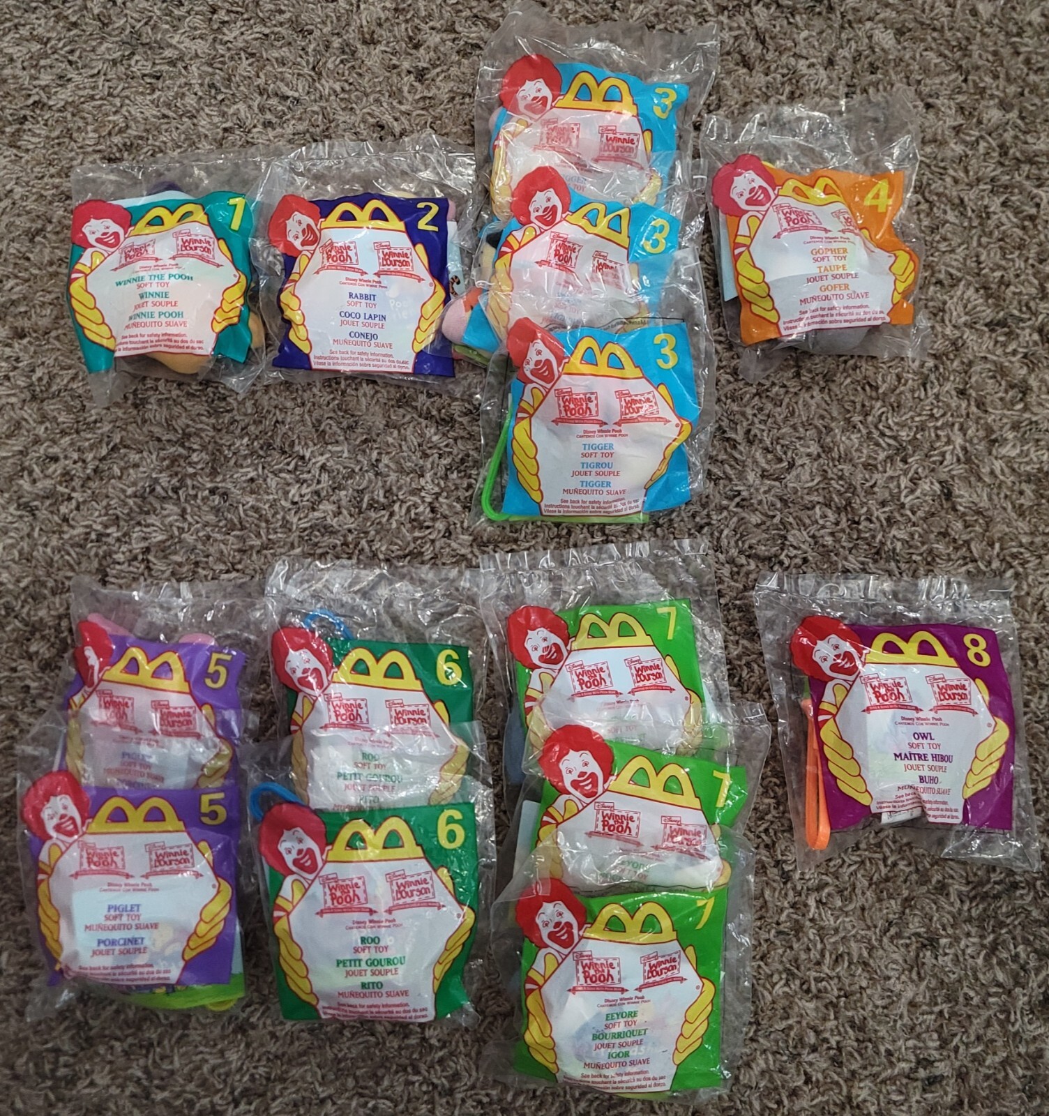 Lot Of 14. 1999 McDonald's Winnie The Pooh Keychains. Complete Set Of 8 ...