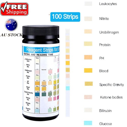 100 Test Strips Urine Tester Reagent Urinalysis URS-10T 10 Parameter ...