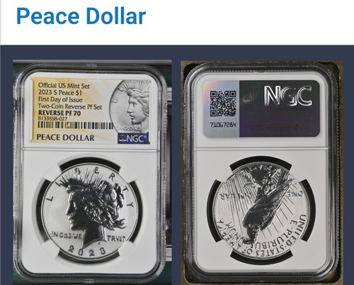 2023-S PEACE DOLLAR REVERSE PROOF SET FIRST DAY ISSUE FDOI " FDI NGC ...