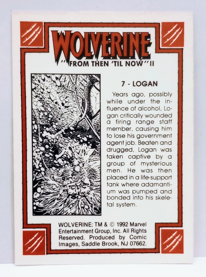 WOLVERINE 1992 MARVEL FROM THEN TIL NOW II LOGAN BASE TRADING CARD 7 | eBay