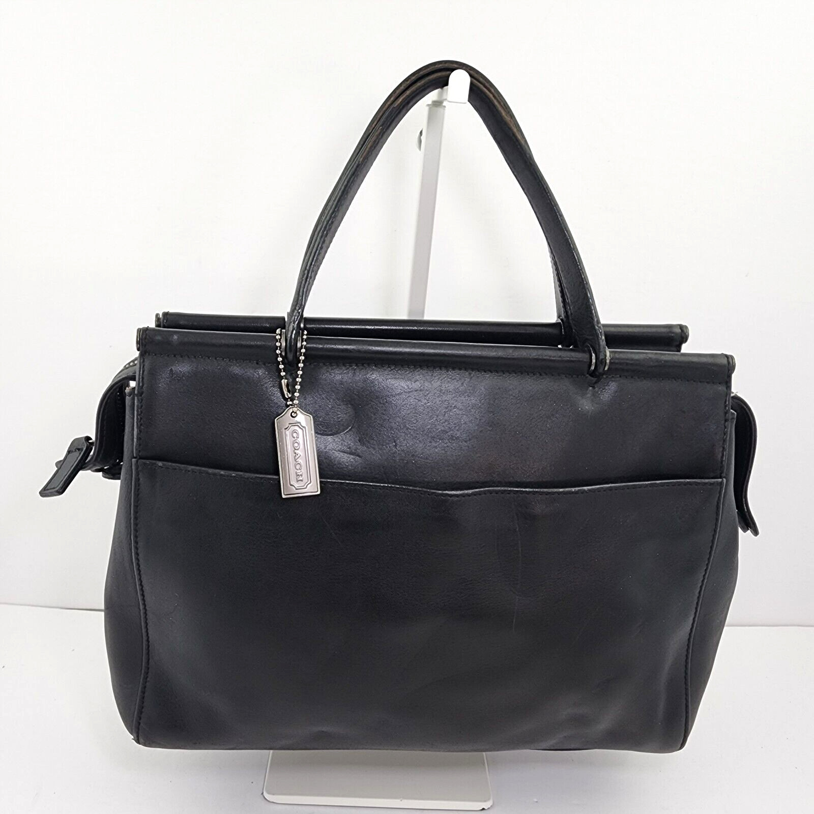 Vintage COACH Whitney 9182 Black Leather Hinged Satch… - Gem