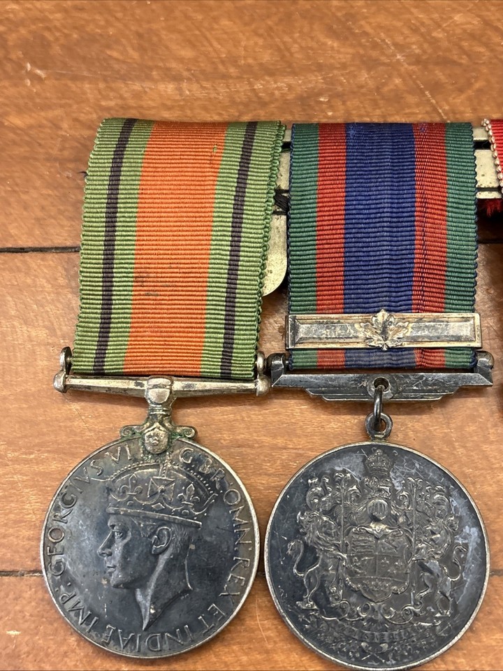 Original WW2 British Long Service Medal Group Ribbons Bar w/WW1 Medal H ...