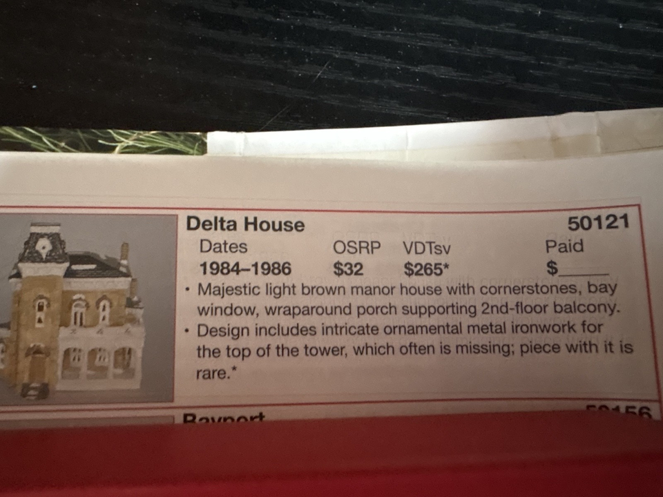 Dept 56 Snow Village Delta House 5012-1 W/ Box Light & Cord -Retired | eBay