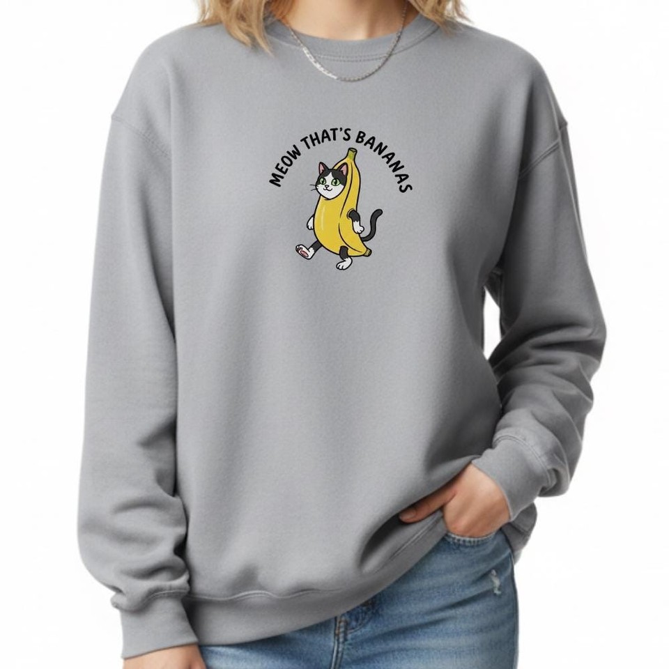 Banana Cat Sweatshirt Funny Quirky Cat Lover Gift | eBay