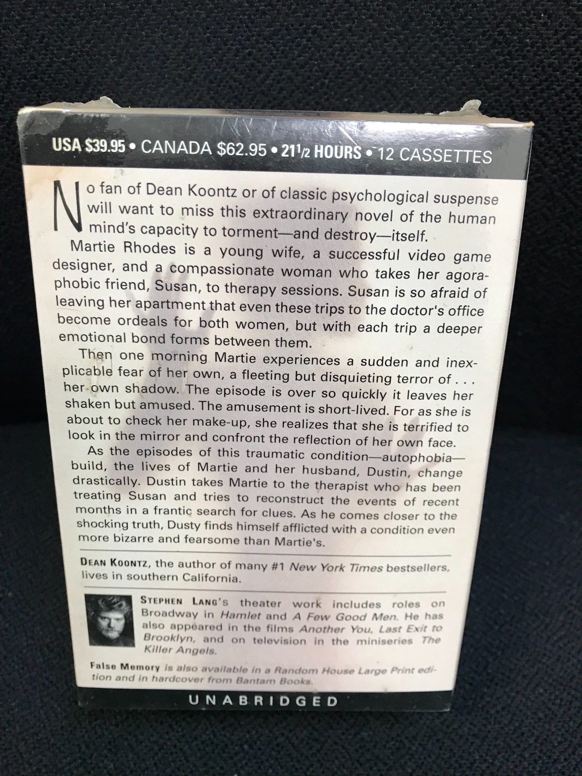 Dean Koontz: False Memory by Dean Koontz (1999, Cassette, Unabridged ...