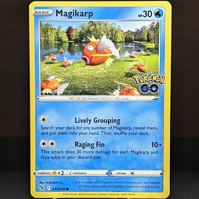 Magikarp 021/078 NM Pokemon Go Near Mint TCG Set Card 21/78 autumn fish ...