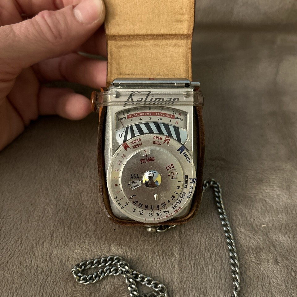 Vintage Kalimar Exposure Light Meter & Leather Case Polaroid Kodachrome ...