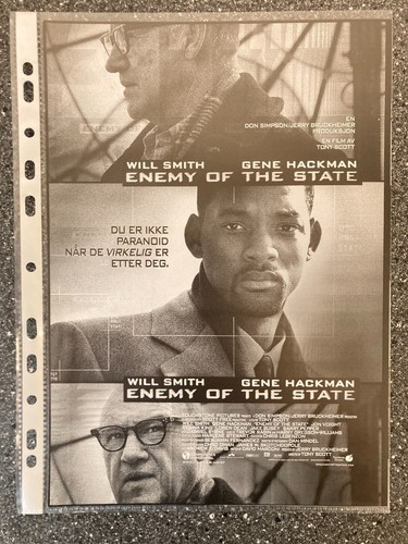 Enemy of the State Will Smith, Gene Hackman 1998 Norwegian Press ...