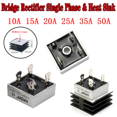 10A/15A/20A/25A/35A/50A Bridge Rectifier Single Phase - Heat Sink ...