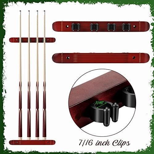 2 Piece 4 Pool Cues Wood Wall Rack with Clips Wall Mounted Hardwood ...