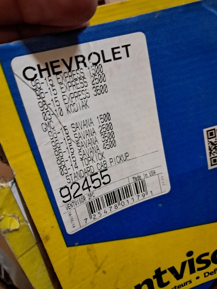 96-25 Chevy Express Van 1500 2500 AVS Rain Guards Window Vent Visors ...