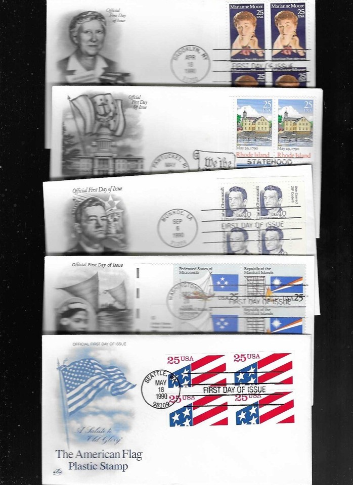 US FDC FIRST DAY COVERS COLLECTION 1988 and 1990 LOT OF 49 BLOCKS ...