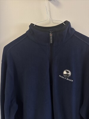 Pebble Beach Fleece Golf Pullover Jacket Navy MENS Medium Blue NWOT | eBay