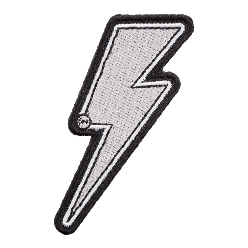 Silver Lightning Bolt White Border Right Patch, Lightning Patches | eBay