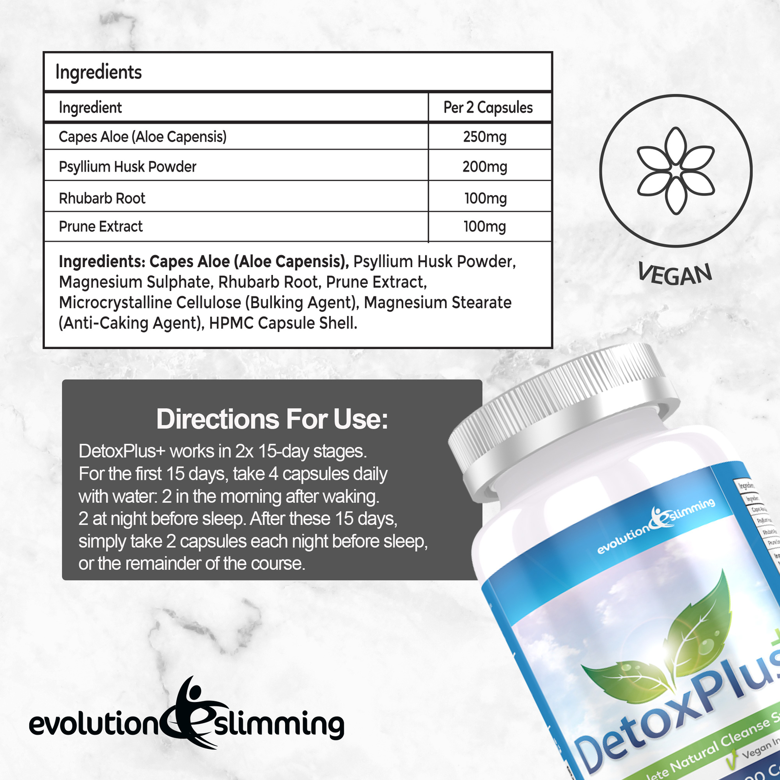 Detox Plus Colon Cleanse Diet Pills 90 Capsules Bloating Evolution ...