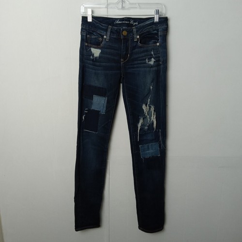 American Eagle Womens Jeans Size 4 Blue Patchwork Skinny Stretch ...