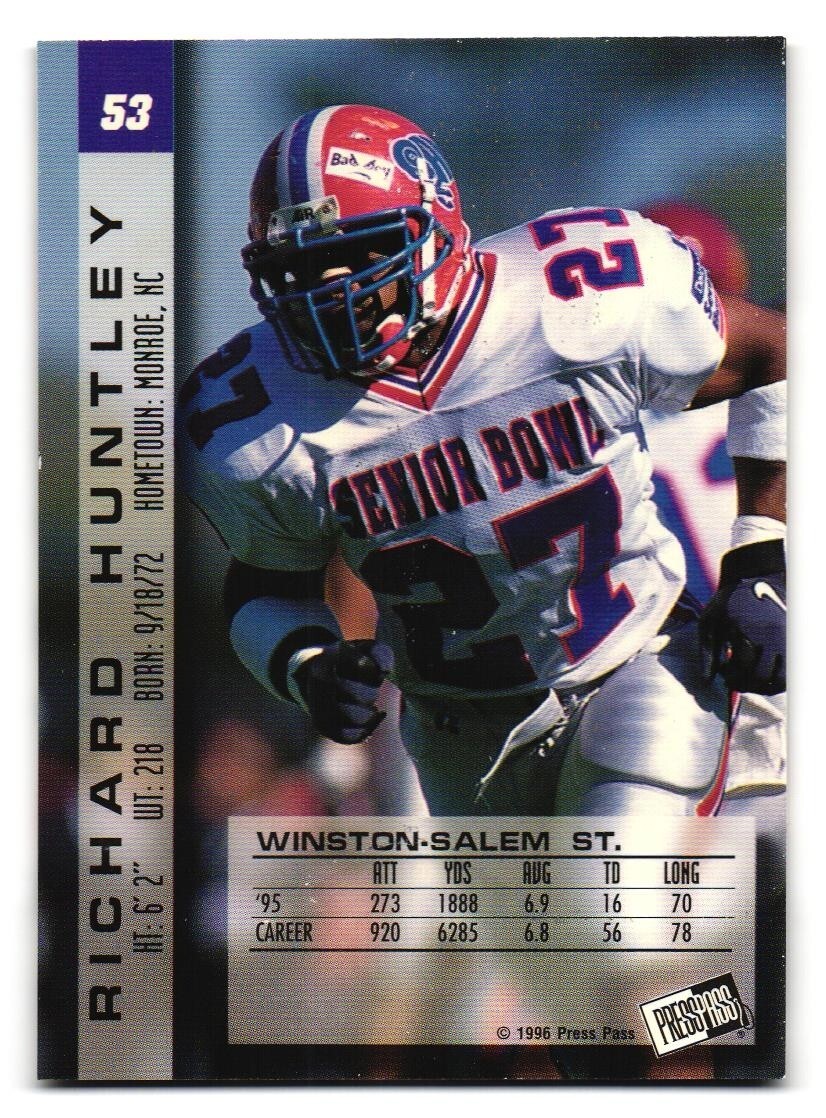 1996 Press Pass Paydirt Football Card #53 Richard Huntley | eBay