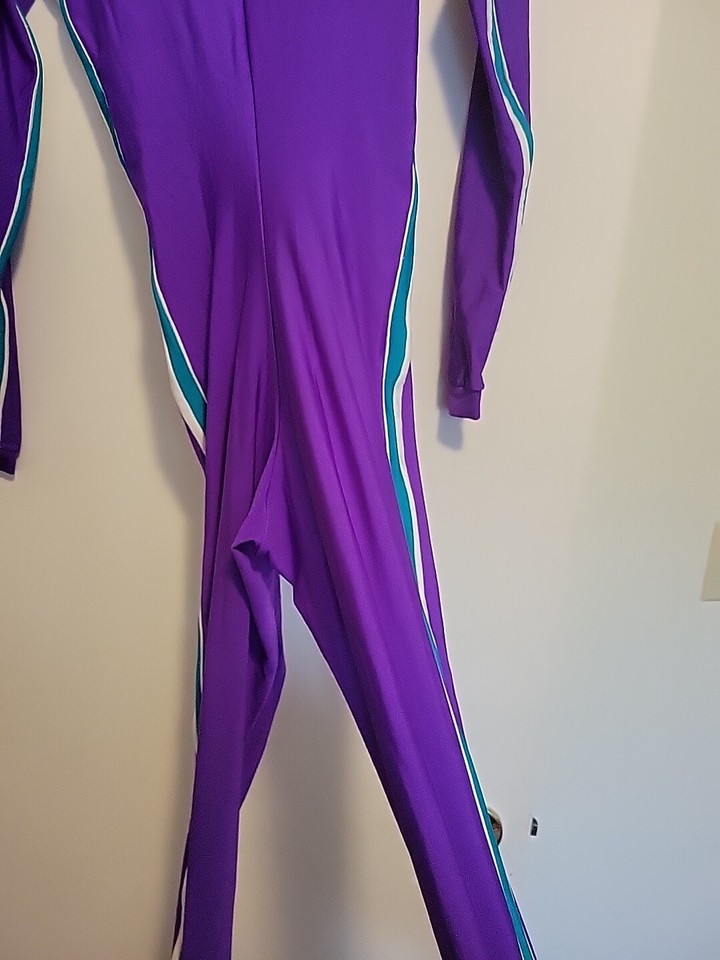 Vintage 80s Full Leotard Unitard Bodysuit Long Sleeve Lycra Scoop Neck Large | eBay