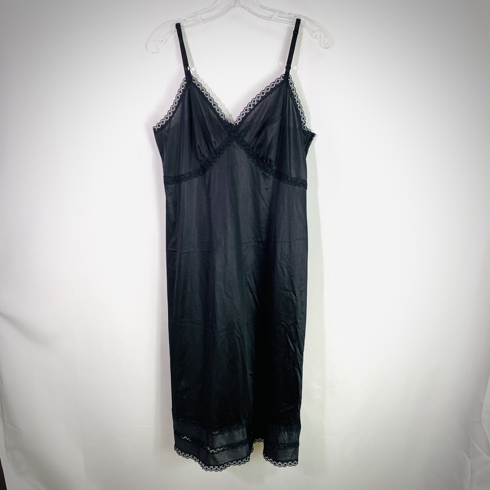 Vintage Sears Nylon Lace Full Slip Black USA Size 36 … - Gem