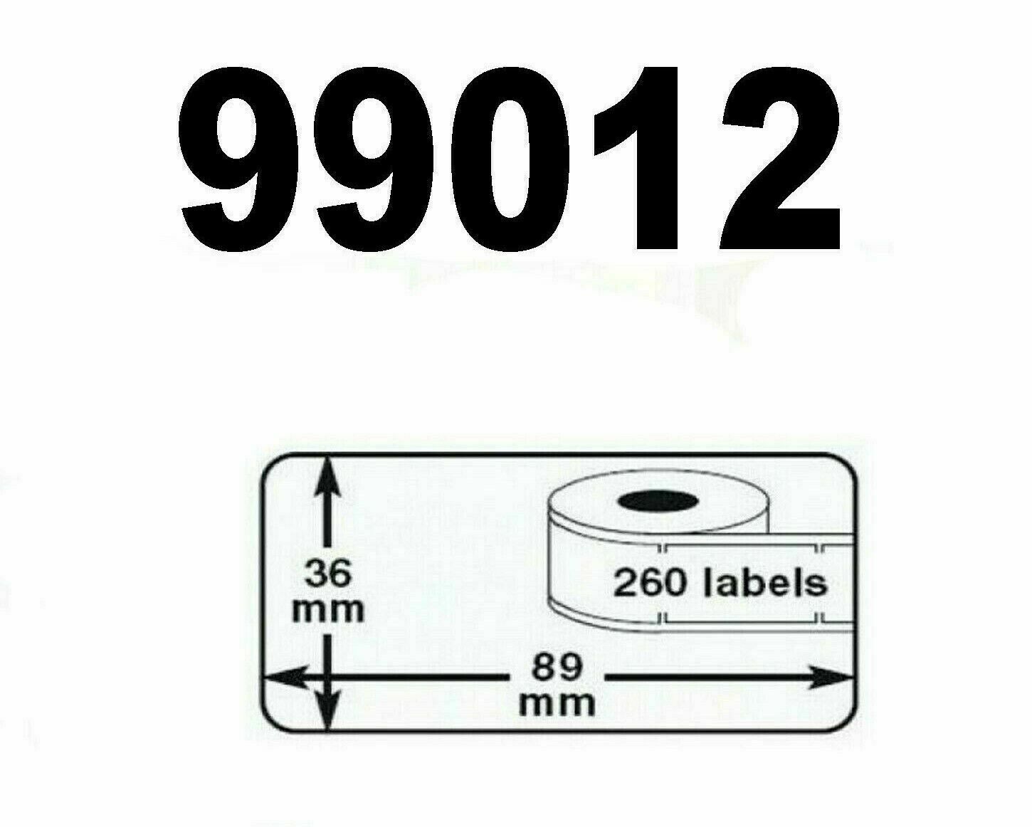 Compatible For DYMO 99012 S0722400 Thermal Labels 89mm x 36mm 260 Per ...