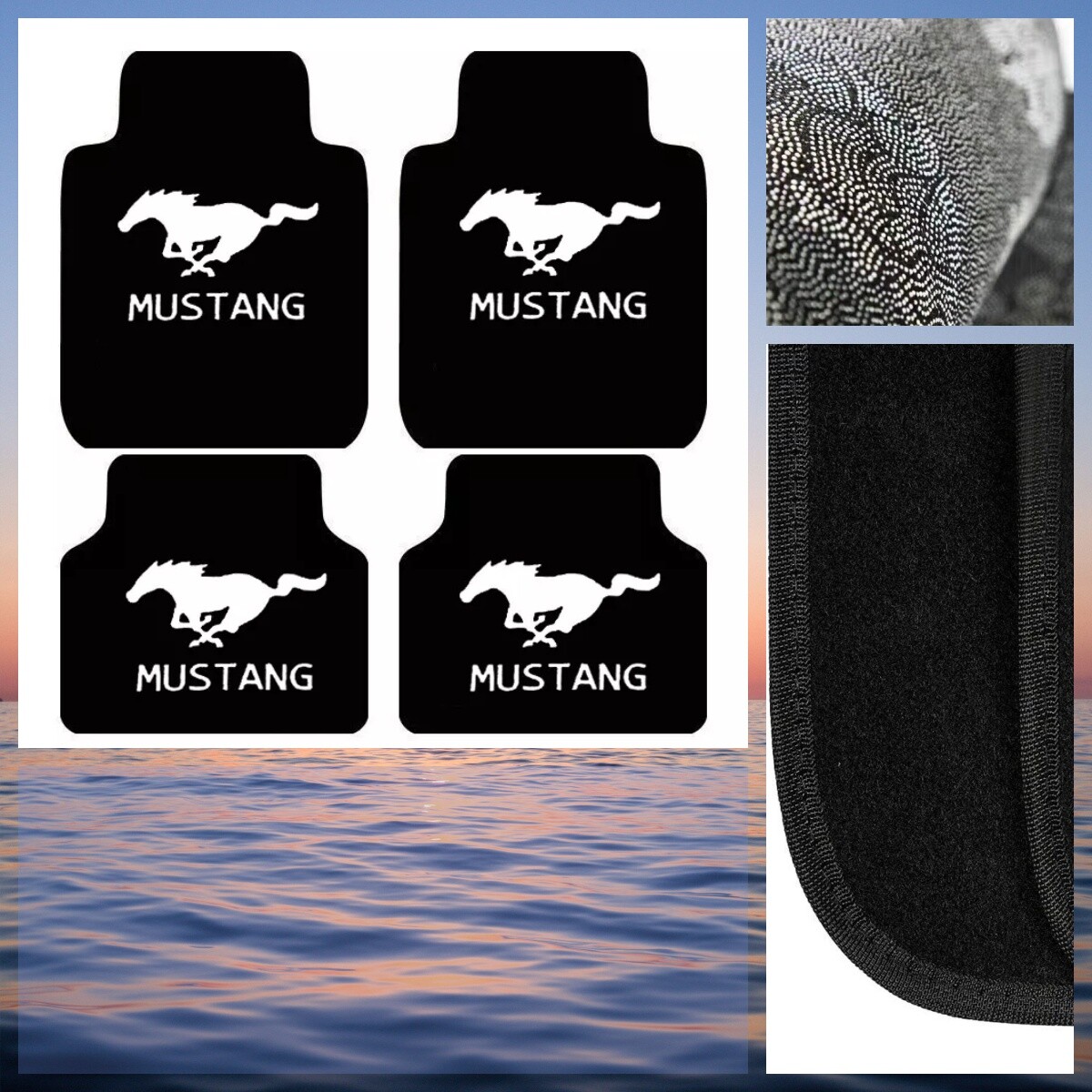 4Pcs For Ford Mustang Car Floor Mats Luxury Universal Fit Auto Carpets ...