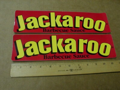 2 Jackaroo BBQ Australian Barbecue Sauce vtg original decal stickers 12 ...
