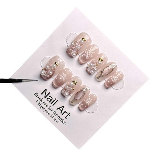 Handmade Wearable Pearl Cat Eye Flash Short Stairs Snowflake Christmas ...