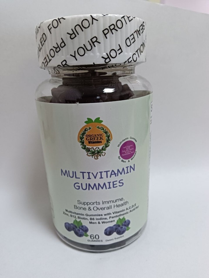 Organic Greek Multivitamin Gummies with Vitamin A, C, D, E, Zinc, B12 ...