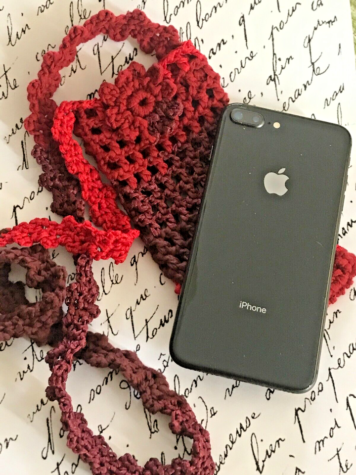 CELL PHONE HOLDER Crossbody in Shades of Red Handmade w/Imported from ...