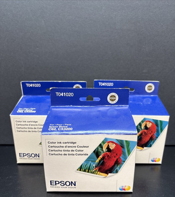 Set of 3 Genuine Epson T040 Ink T0410 T040120 Stylus C62 CX3200 OEM ...
