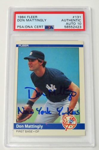 Don Mattingly YANKEES Signed Autograph 1984 Fleer Rookie Card 131 PSA ...