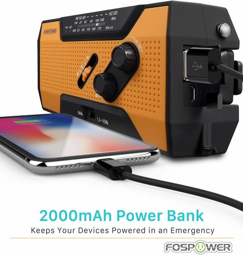 Power Bank Emergency Solar Hand Crank Radio NOAA Weather AM/FM ...