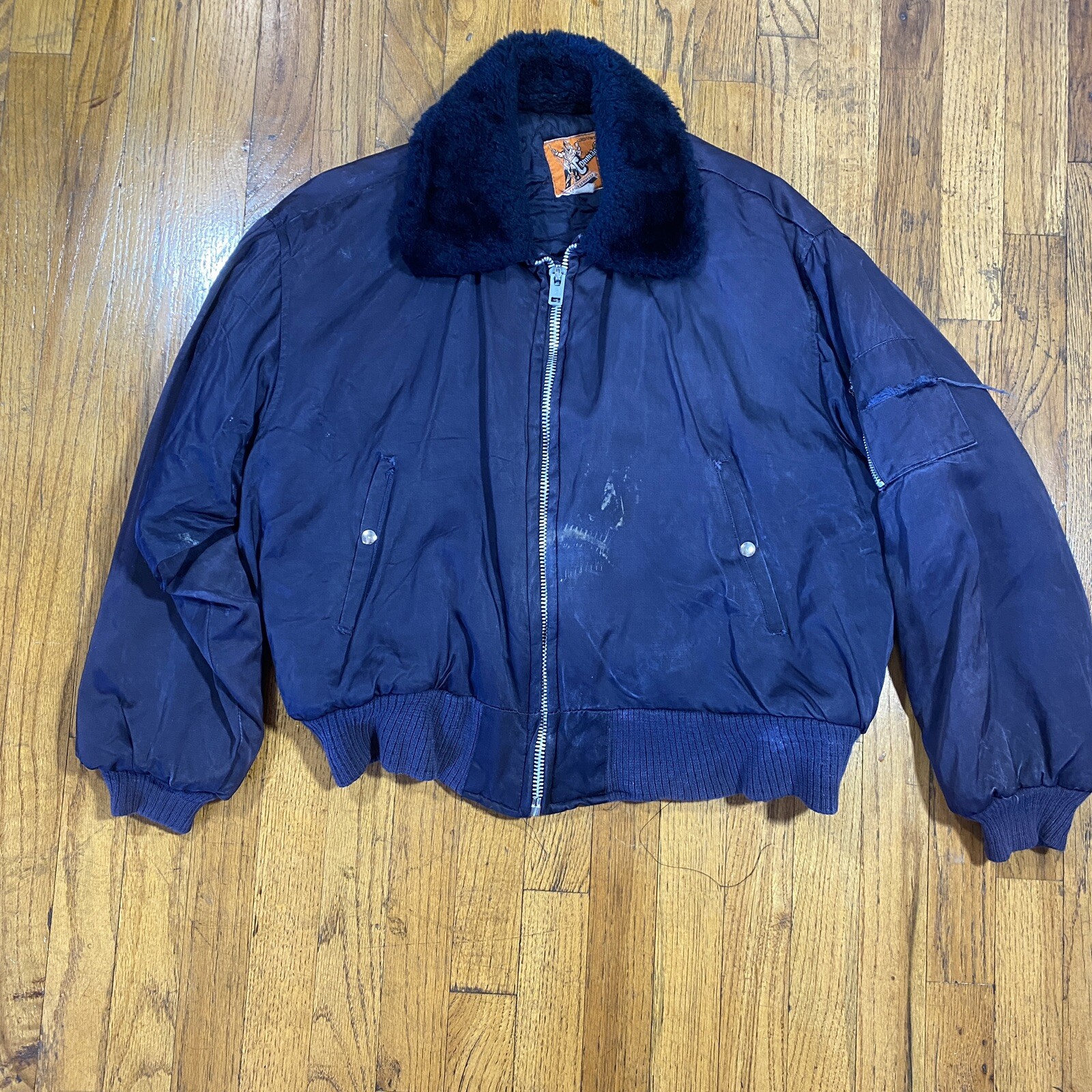 True Vintage Commando Bomber Jacket Sherpa Collar Nav… - Gem