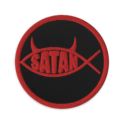 Satan Fish with Horns Religious Satire Embroidered patch Satanic ...