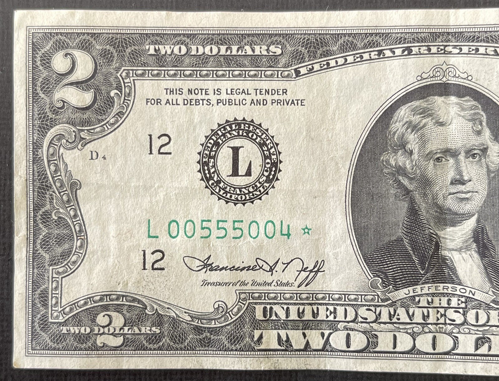 Two Dollar Bill Front And Back