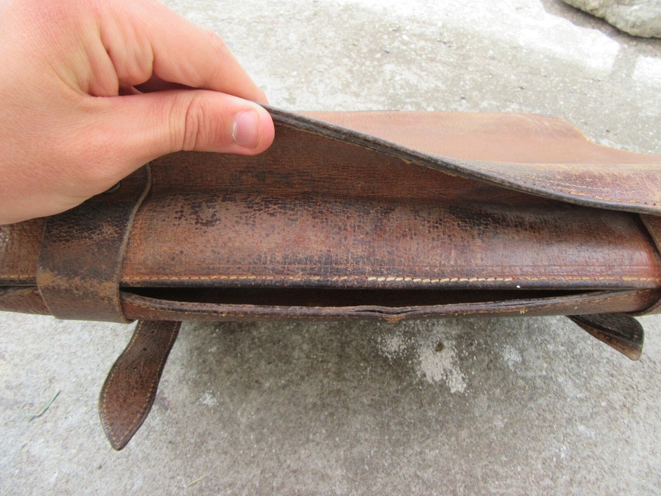 VTG WW2 WWII GERMAN WEHRMACHT OFFICER LEATHER DOCUMENTS HAND BAG ...